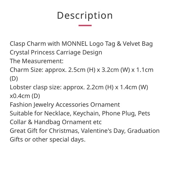 monnel | Accessories | Monnel Cinderella Carriage Charm | Poshmark